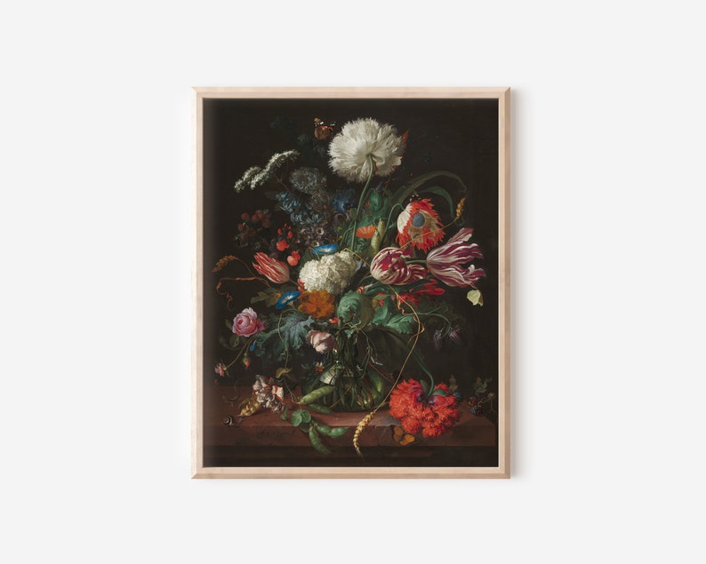 Eclectic Set of 4 Floral Vintage Print, Renaissance Wall Art, Flower ...