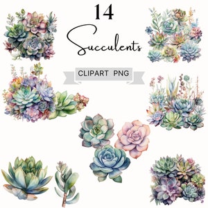 Watercolour Succulents Clipart Bundle, Digital Download, Plants ...