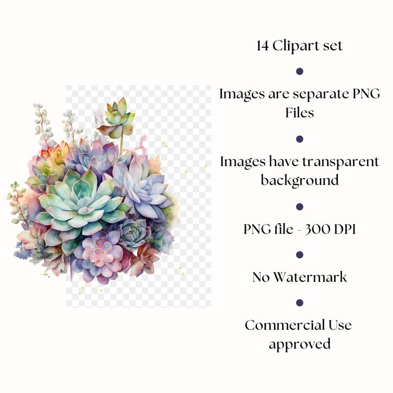 Watercolour Succulents Clipart Bundle, Digital Download, Plants ...