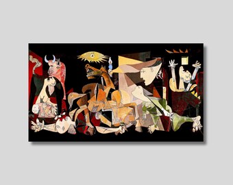 Guernica by Pablo Picasso Canvas Wall Art, Guernica Colored Painting ...