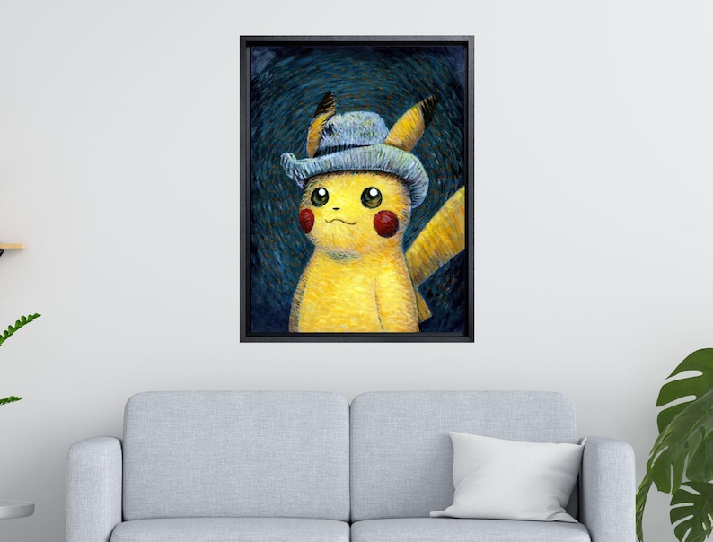 Pikachu Van Gogh Canvas Wall Art, Pikachu Van Gogh Poster, Pikachu ...
