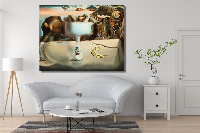 Salvador Dali Apparition Of A Face And Fruit Dish On A Beach Poster