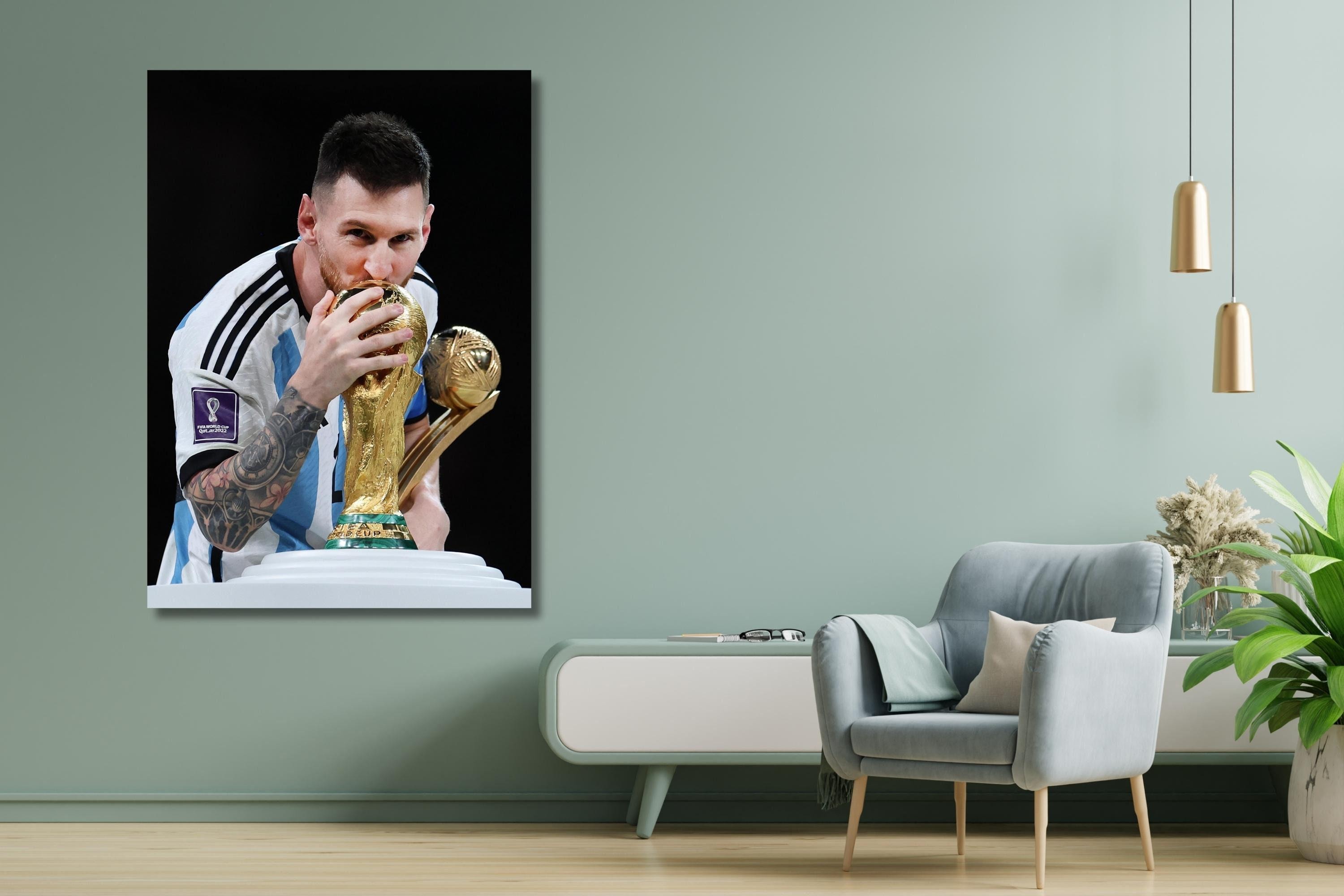 Football Legend Lionel Messi Poster,messi Kisses the World Cup,the ...