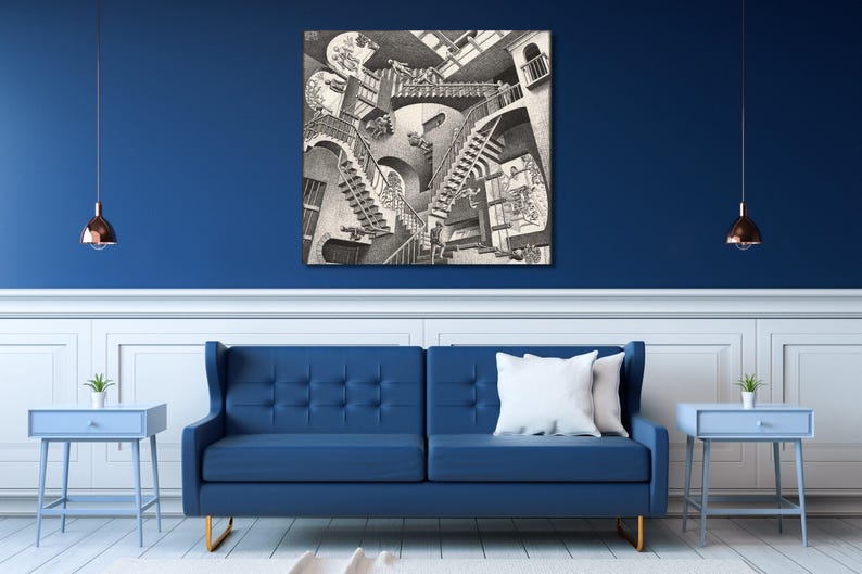 Relativity by Maurits Cornelis Escher Canvas Wall Art, Escher Canvas ...