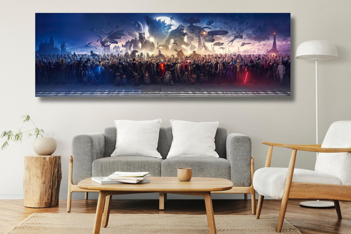 150 Movie Blockbuster Characters Panorama Canvas Wall Art Wall - Etsy