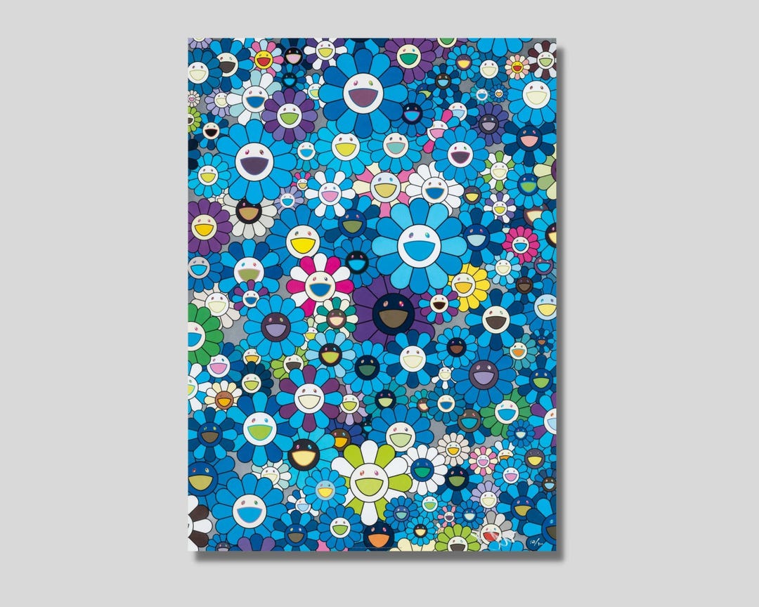 Takashi Murakami Flowers With Smiley Faces Canvas Wall Art, Takashi ...
