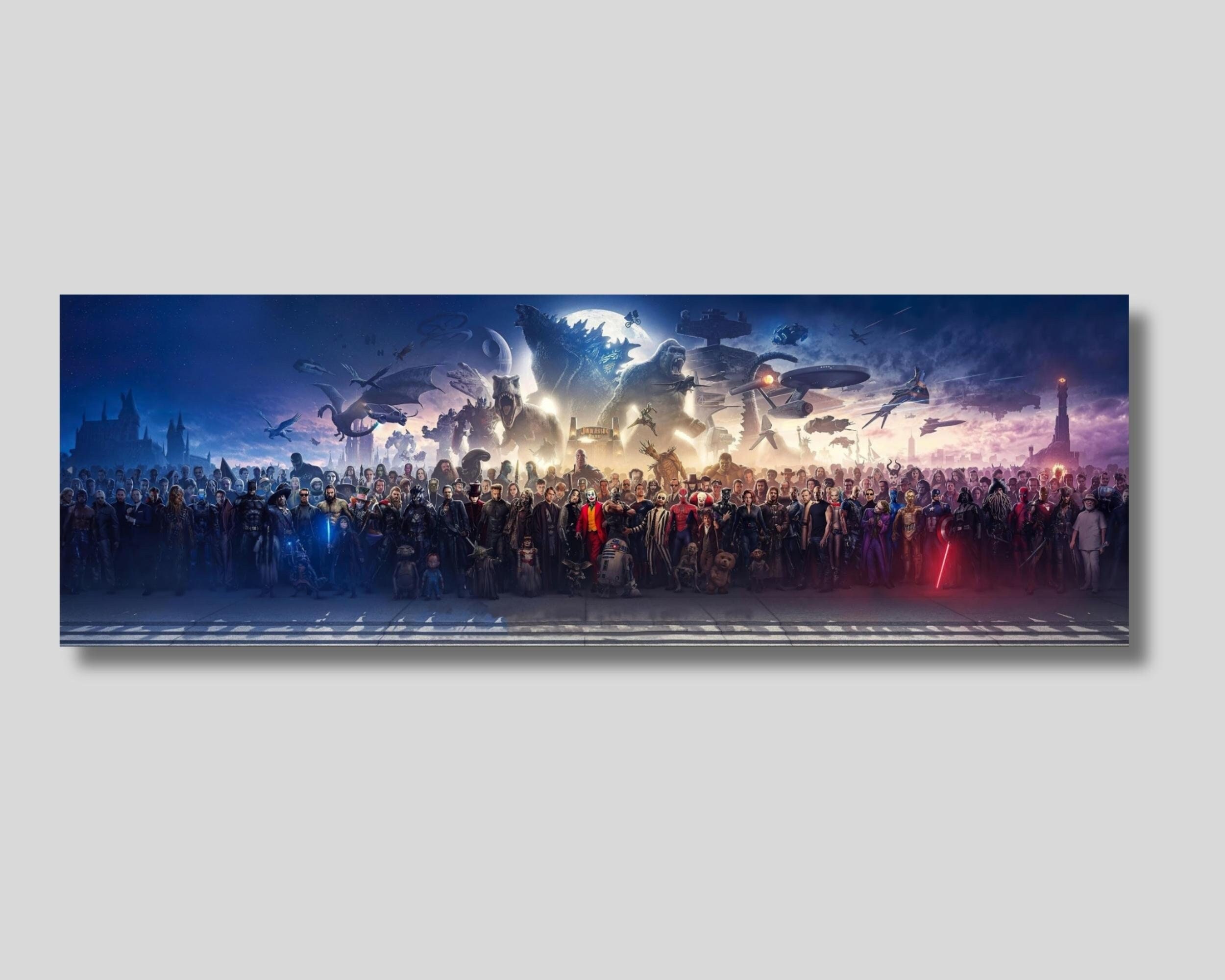 150 Movie Blockbuster Characters Panorama Canvas Wall Art Wall Art New ...