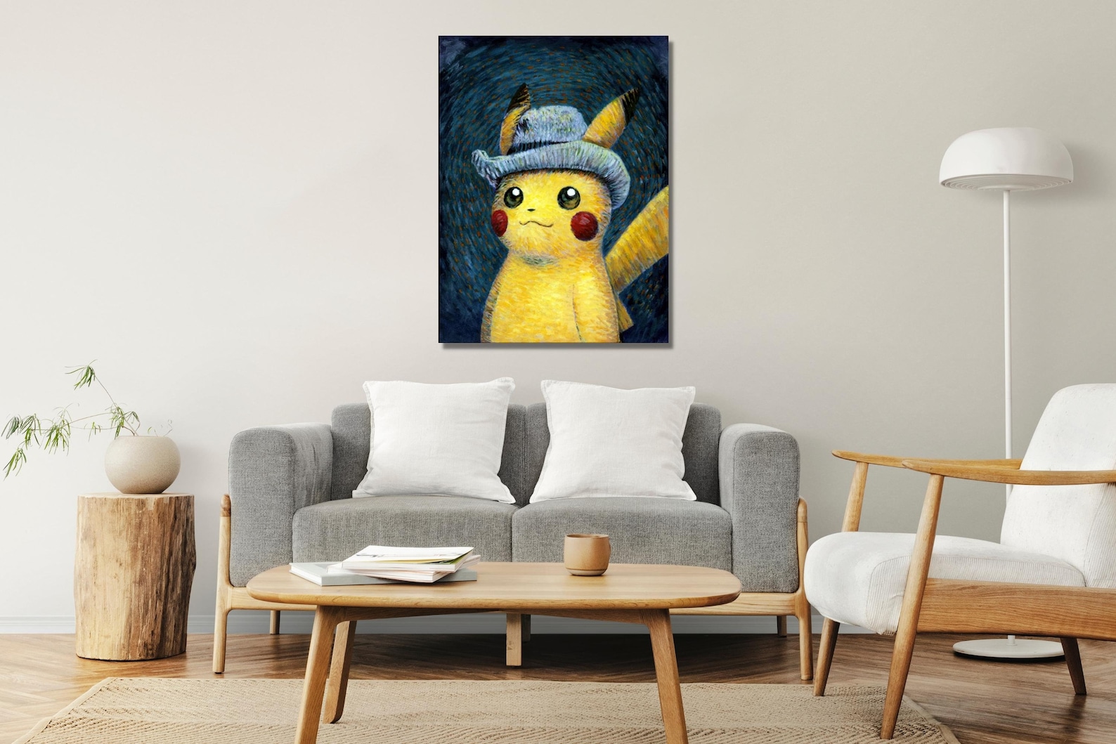 Pikachu Van Gogh Canvas Wall Art, Pikachu Van Gogh Poster, Pikachu Van ...