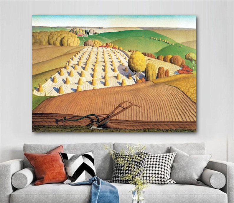 Grant Wood Fall Plowing 1931 Canvas Print Wall Art,grant Wood Painting ...