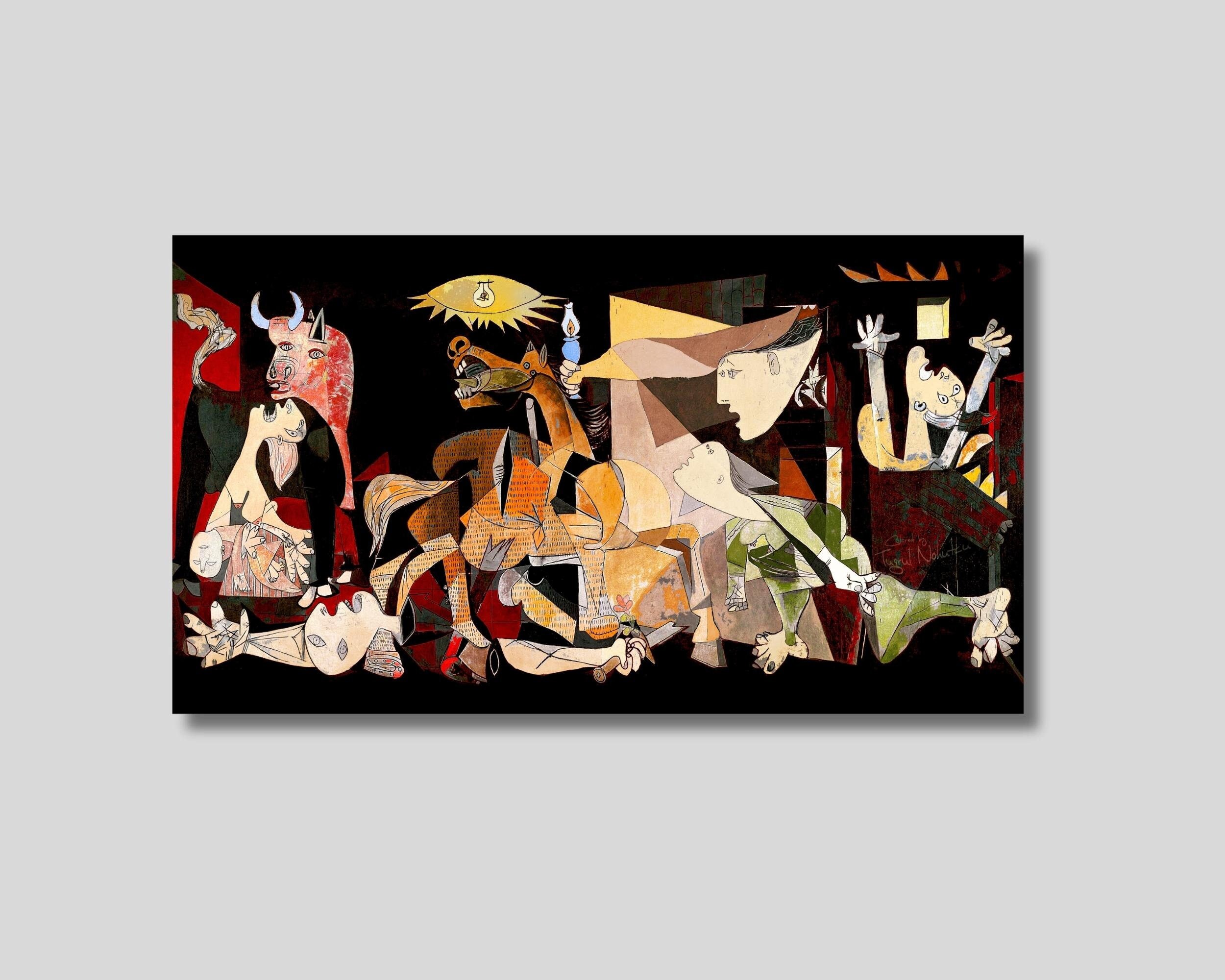Guernica by Pablo Picasso Canvas Wall Art, Guernica Colored Painting ...