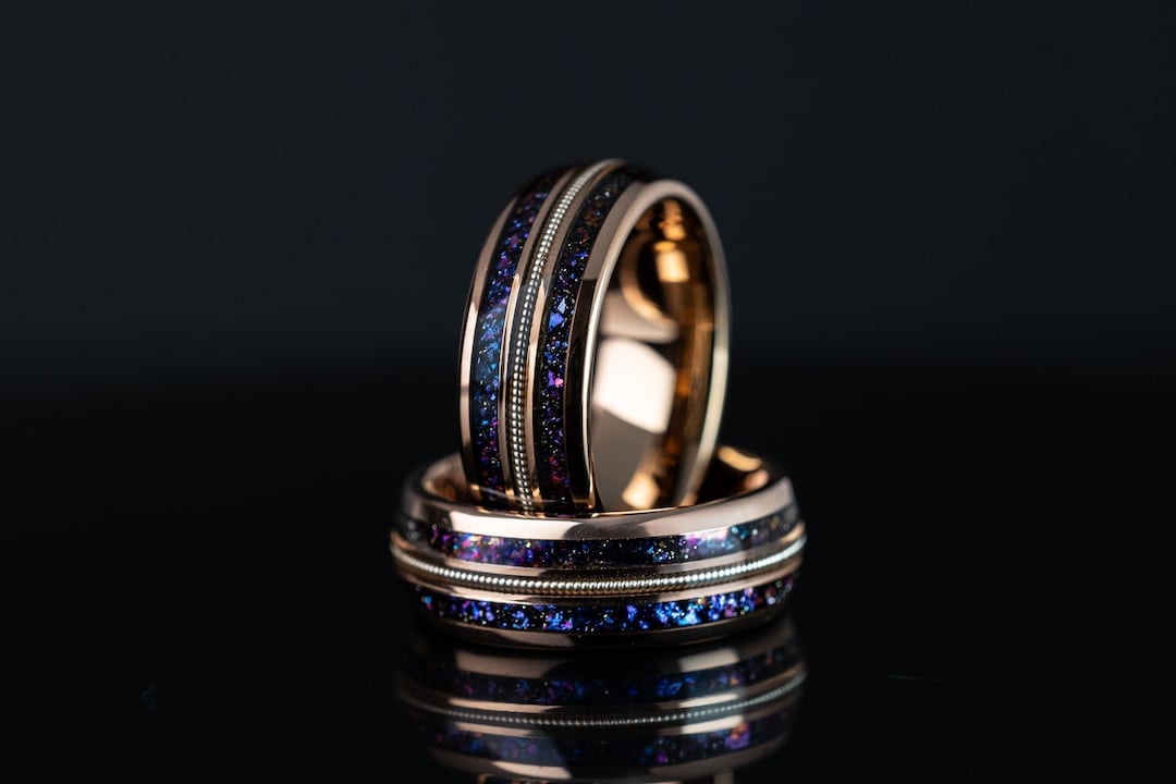 Guitar String & Space Galaxy Ring, Guitar String Ring, Nebula Band ...