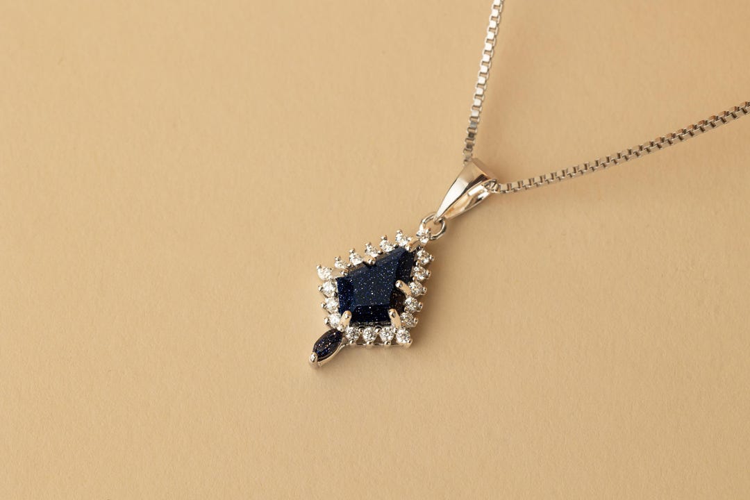 Kite Blue Sandstone Galaxy Necklace: Sterling Silver Space Jewelry - Etsy