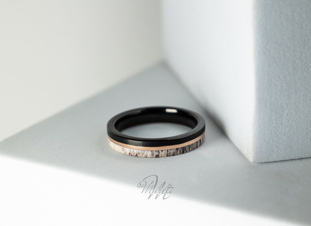 Deer Antler Ring, Antler Deer Ring, Antler Tungsten Ring, Deer Antler ...