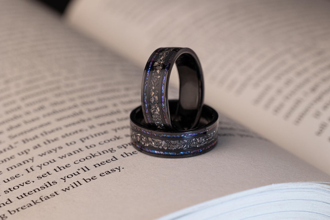 Meteorite Galaxy Ring: 8mm Space Wedding Band - Etsy