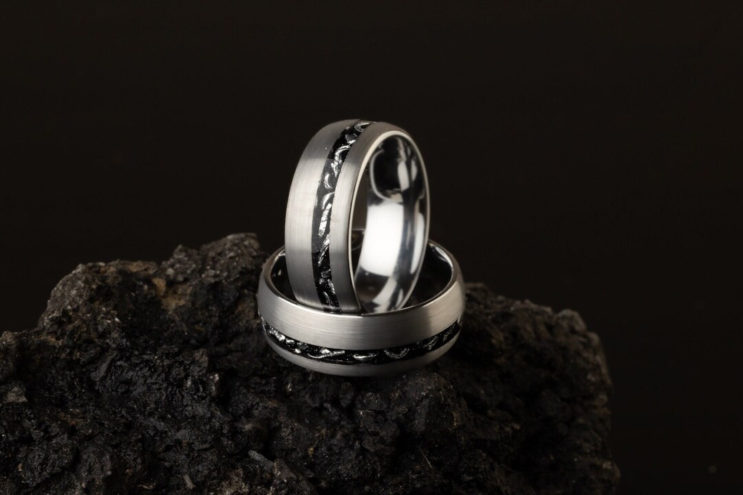Custom Meteorite Ring Silver, Silver Meteorite Wedding Band, Custom ...