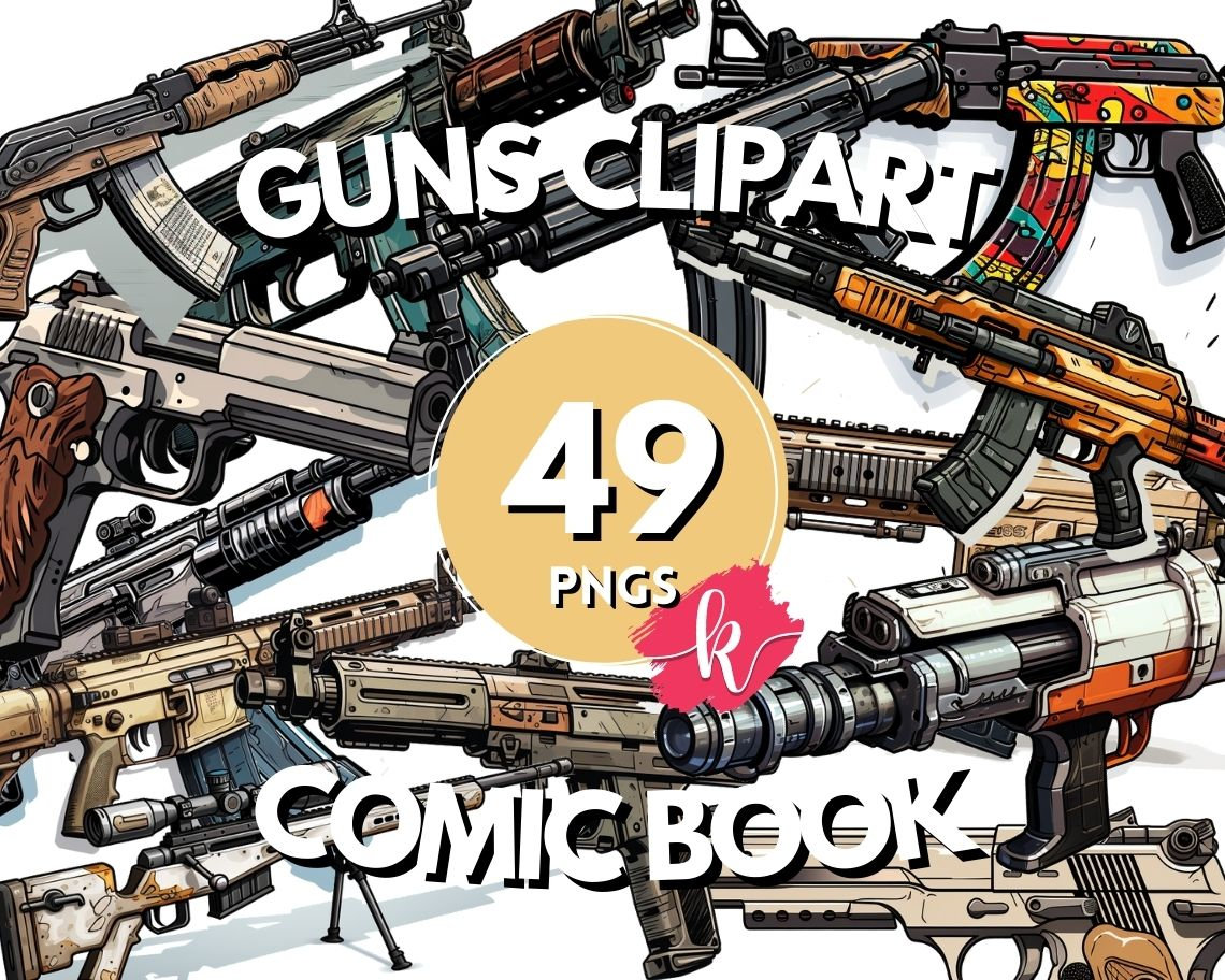 Comic Book Guns Clipart, High Quality Pngs, Card Making, Scrapbooking ...