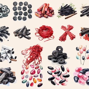 Licorice Candy Watercolor Clipart, Printable Lollipop Clipart, Rainbow ...