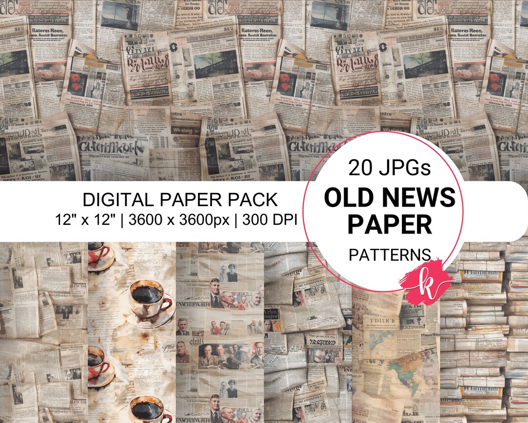 Old Newspaper Digital Paper, Seamless Pattern, Retro Digital Paper ...