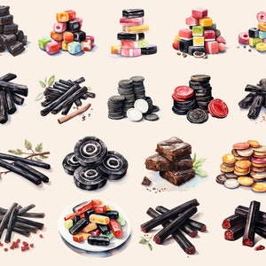 Licorice Candy Watercolor Clipart, Printable Lollipop Clipart, Rainbow ...