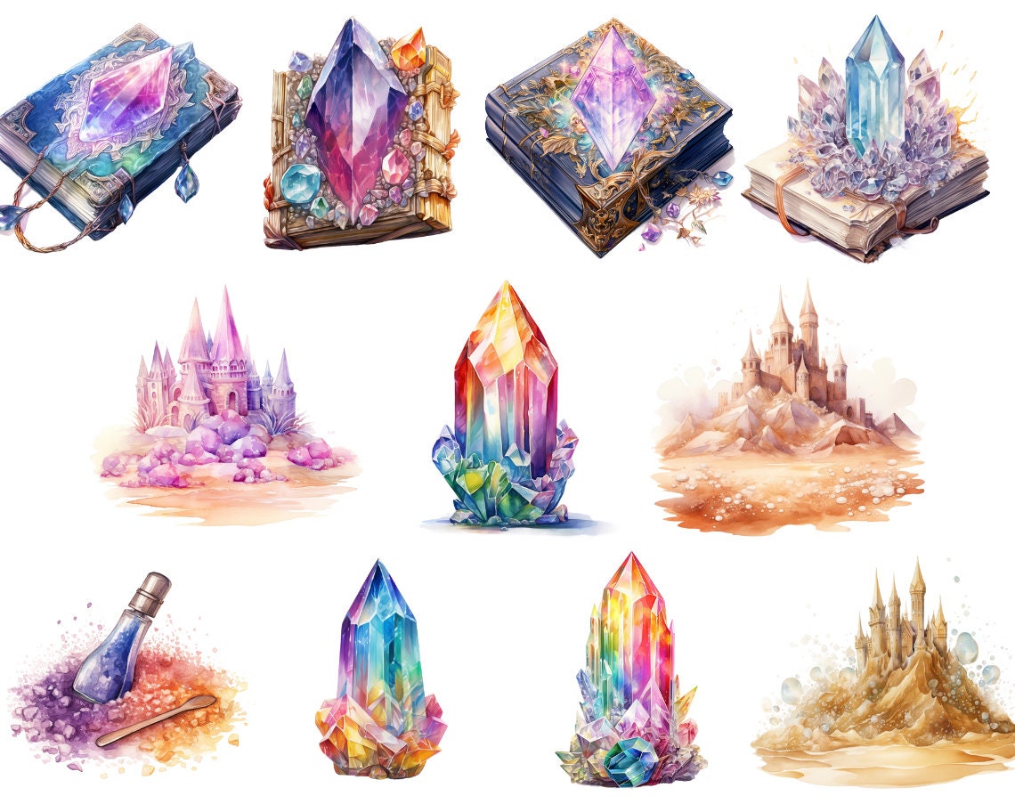 Fairy Crystals Watercolor Clipart Bundle 85 Magical - Etsy