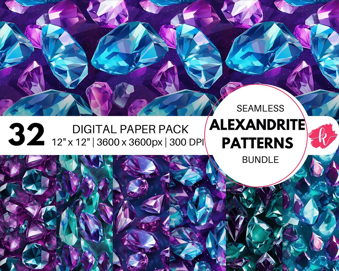 Alexandrite Gemstone Seamless Digital Paper, Purple Sharp Jewel ...