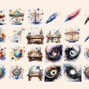 Space Watercolor Clipart Bundle, Space Astronaut Nursery Clipart ...