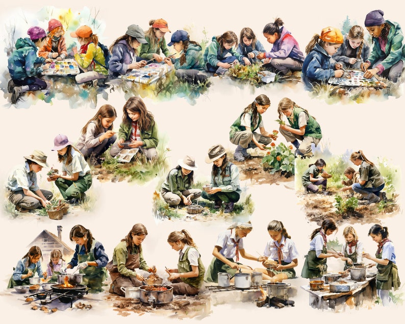 Girl Scout Watercolor Clipart Girl Scout Clip Art PNG - Etsy