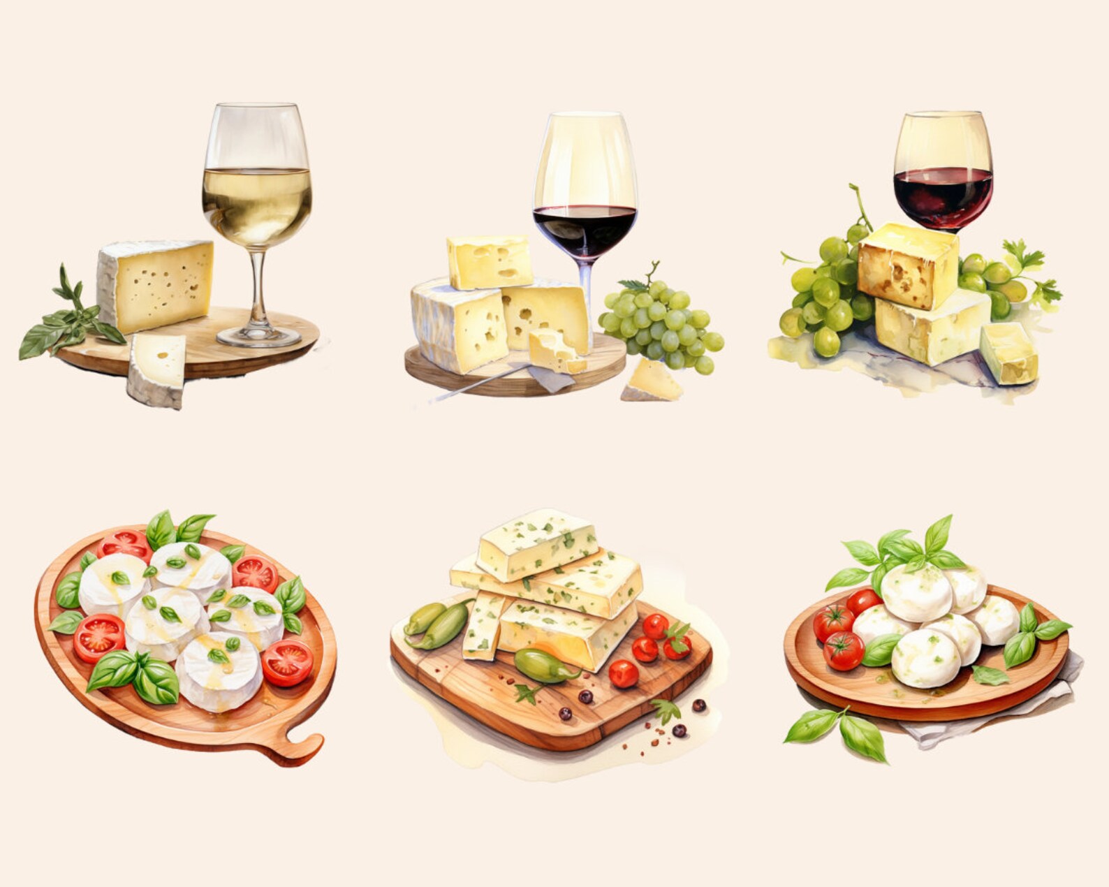 Cheese Board Clipart, Food Clipart, Cheese Illustrations, Cheese Boards ...