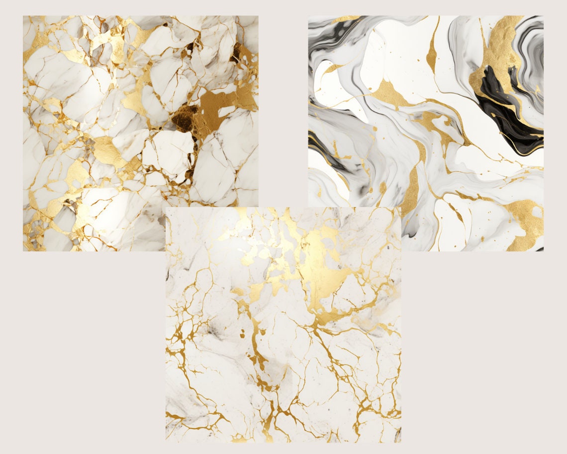 White Gold Marble Digital Paper, White Marble Textures, White Marble ...
