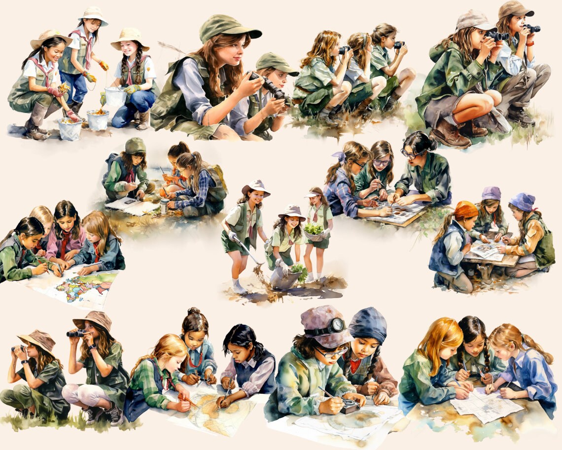 Girl Scout Watercolor Clipart Girl Scout Clip Art PNG - Etsy