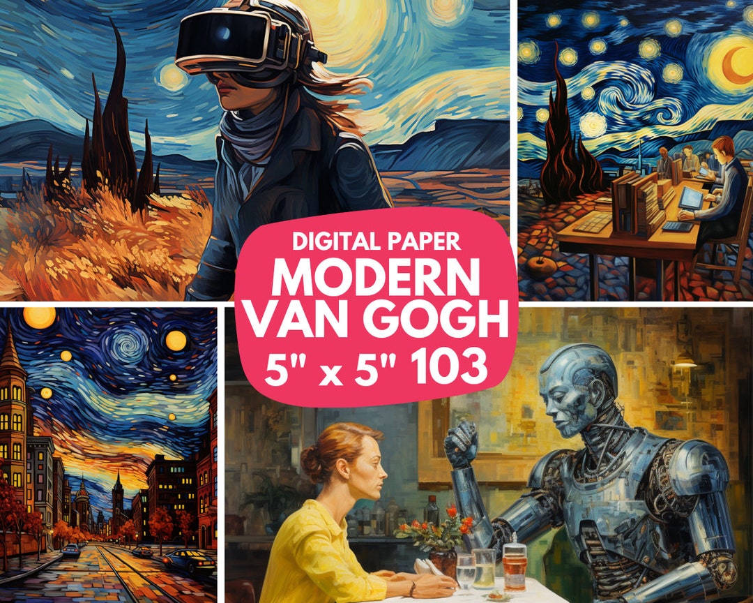 Modern Van Gogh Digital Painting Digital Paper Digital Art - Etsy