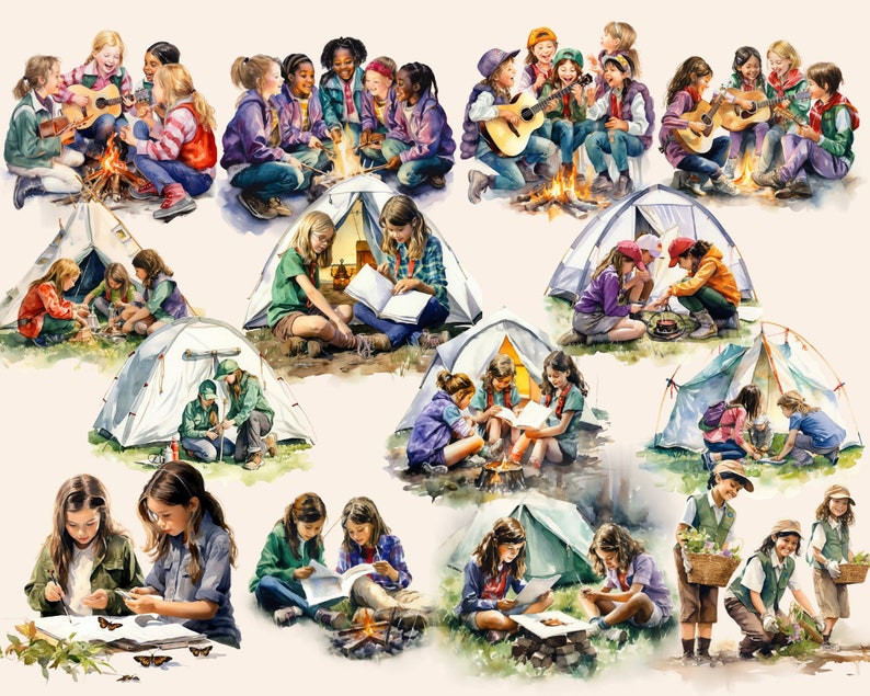 Girl Scout Watercolor Clipart Girl Scout Clip Art PNG - Etsy