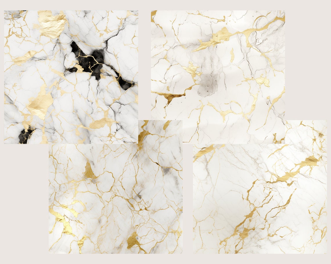 White Gold Marble Digital Paper, White Marble Textures, White Marble ...