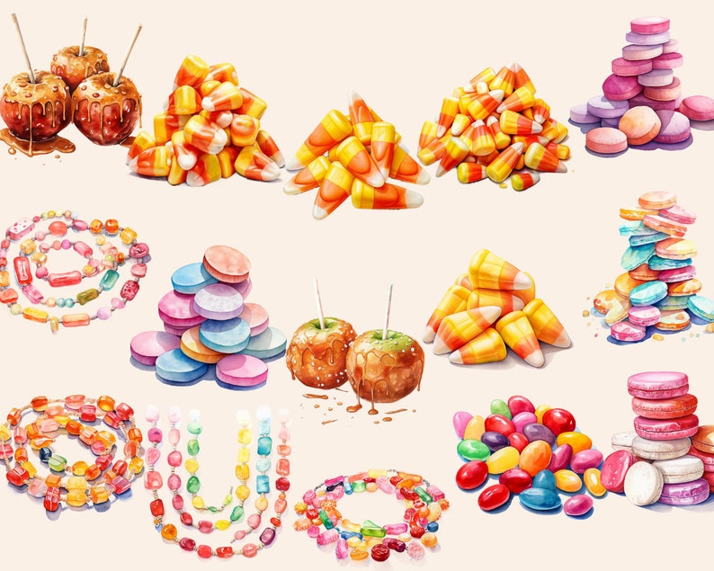 Candy Watercolor Clipart, Printable Lollipop Clipart, Rainbow Candy ...