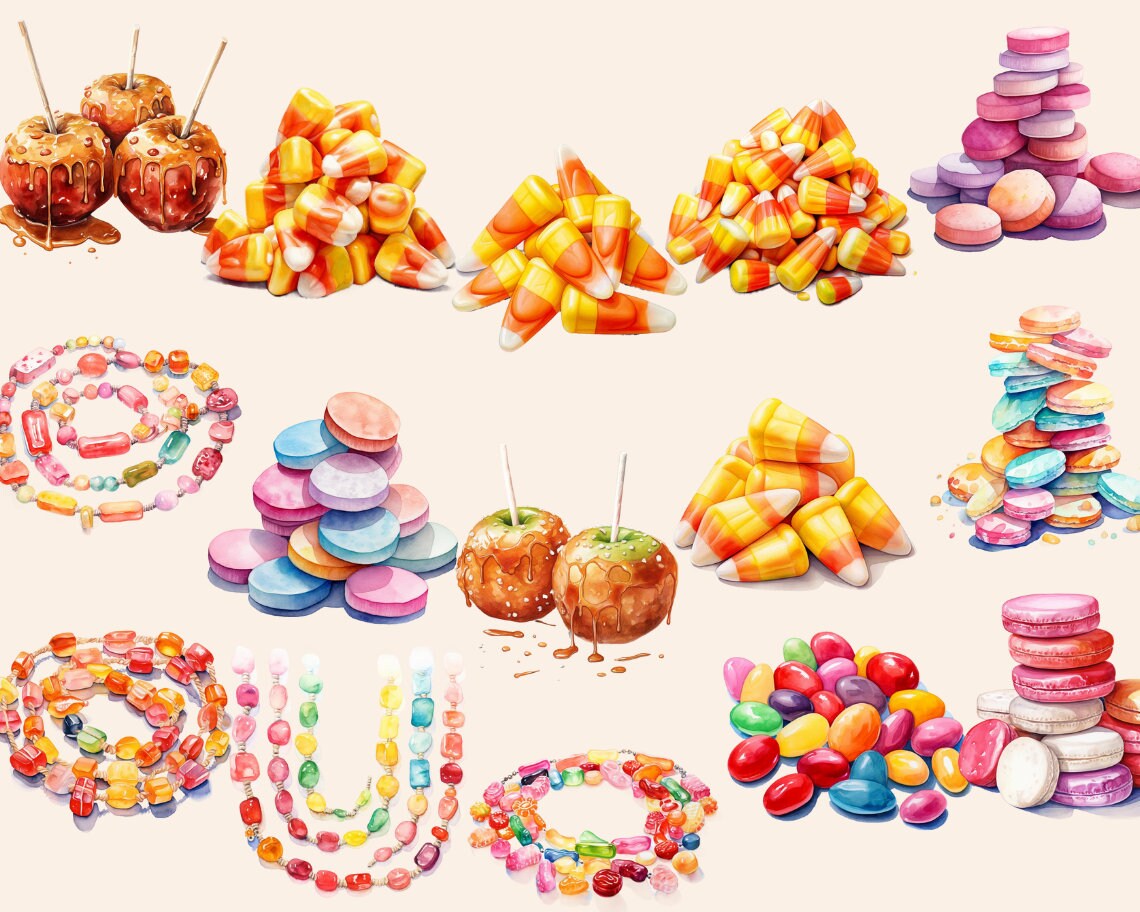 Candy Watercolor Clipart, Printable Lollipop Clipart, Rainbow Candy ...