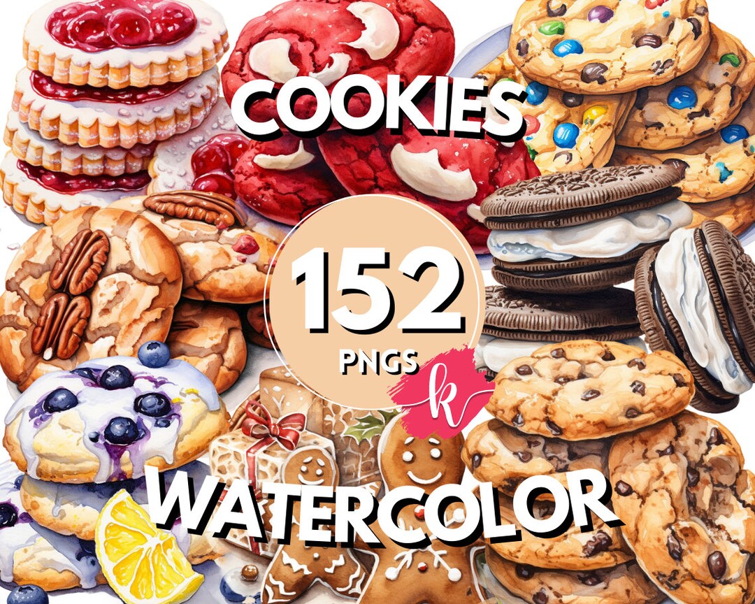 Cookies Watercolor Clipart Bundle, Biscuit Clipart, Festive Cookie ...