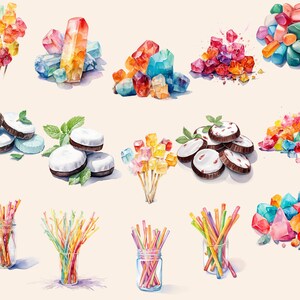Candy Watercolor Clipart, Printable Lollipop Clipart, Rainbow Candy ...