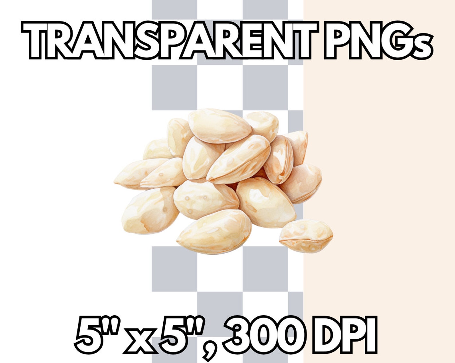 Nuts Watercolor Clipart Bundle, Wallnut PNG, Almond PNG, Nuts Clipart ...