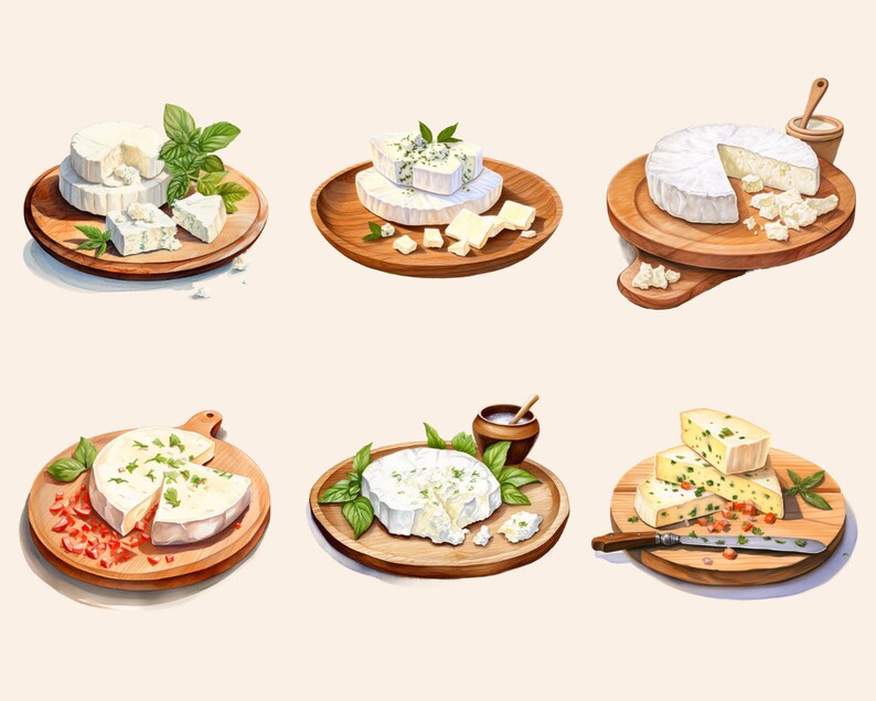 Cheese Board Clipart, Food Clipart, Cheese Illustrations, Cheese Boards ...