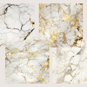 White Gold Marble Digital Paper, White Marble Textures, White Marble ...