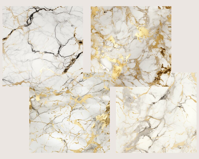 White Gold Marble Digital Paper, White Marble Textures, White Marble ...