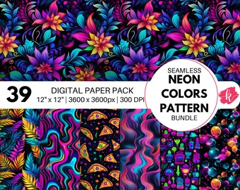 Glow Digital Paper, Neon Background, Cyberpunk Paper Pack, for ...