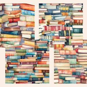 Books Digital Paper, Seamless Pattern, Reading Books, Retro Digital ...