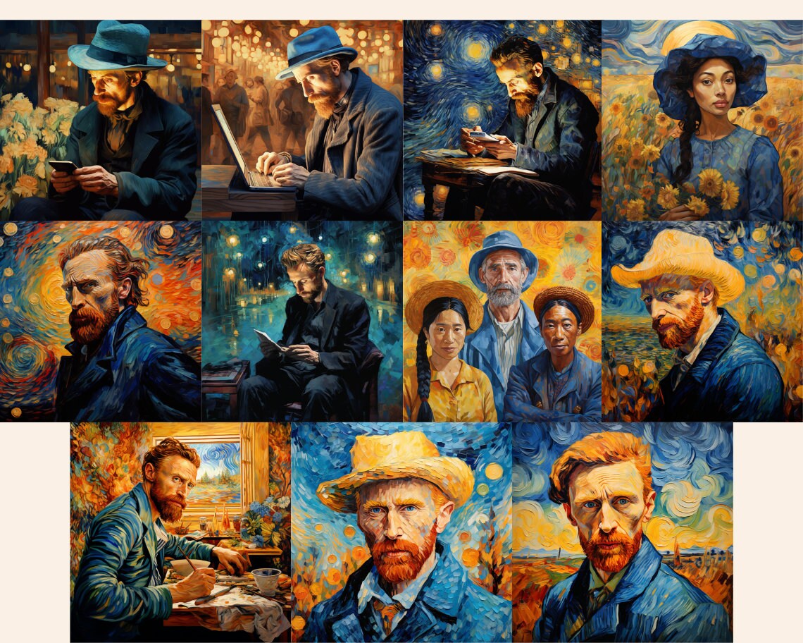 Modern Van Gogh Digital Painting Digital Paper Digital Art - Etsy