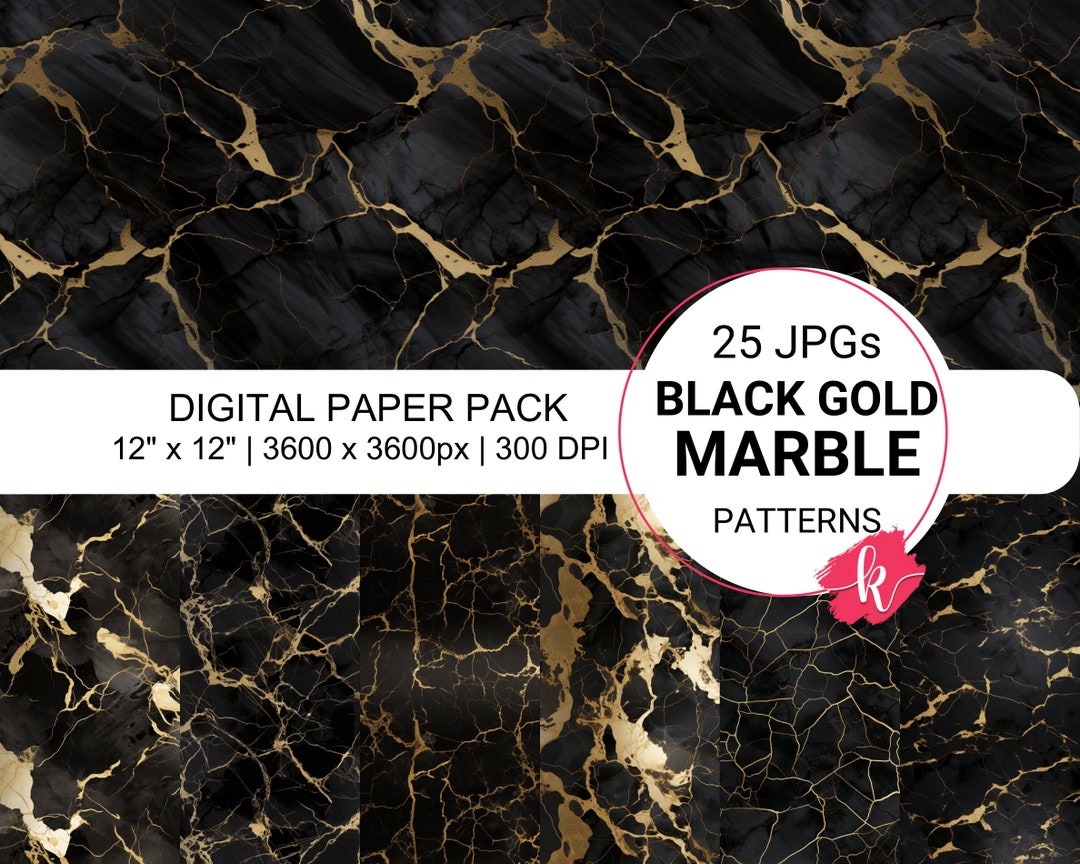Black Gold Marble Digital Paper, Seamless Black Marble, Marble ...