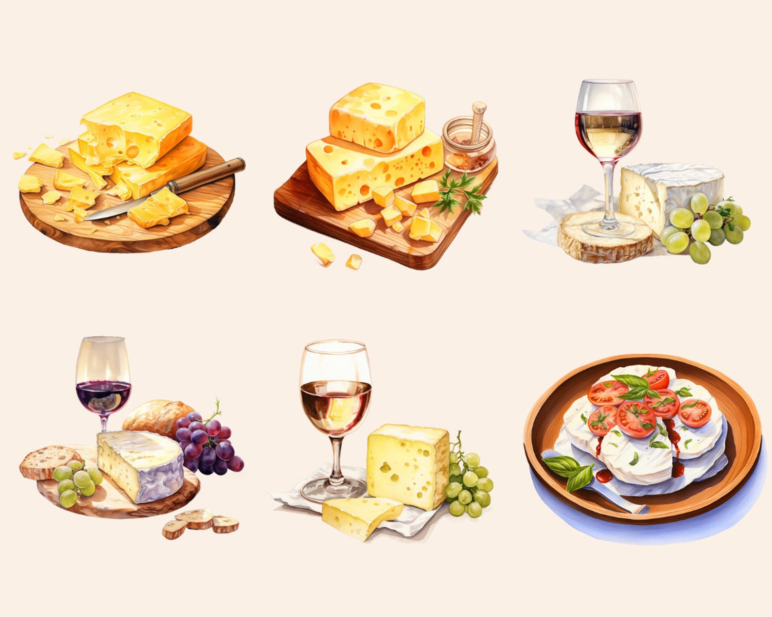 Cheese Board Clipart, Food Clipart, Cheese Illustrations, Cheese Boards ...