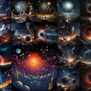 Space Digital Papers Bundle, Solar System Clip Art, Galaxy Planets PNG ...