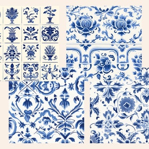 Delft Blue Dutch Tiles Seamless Pattern, Digital Paper, Dutch Digital ...