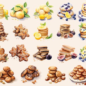 Cookies Watercolor Clipart Bundle, Biscuit Clipart, Festive Cookie ...