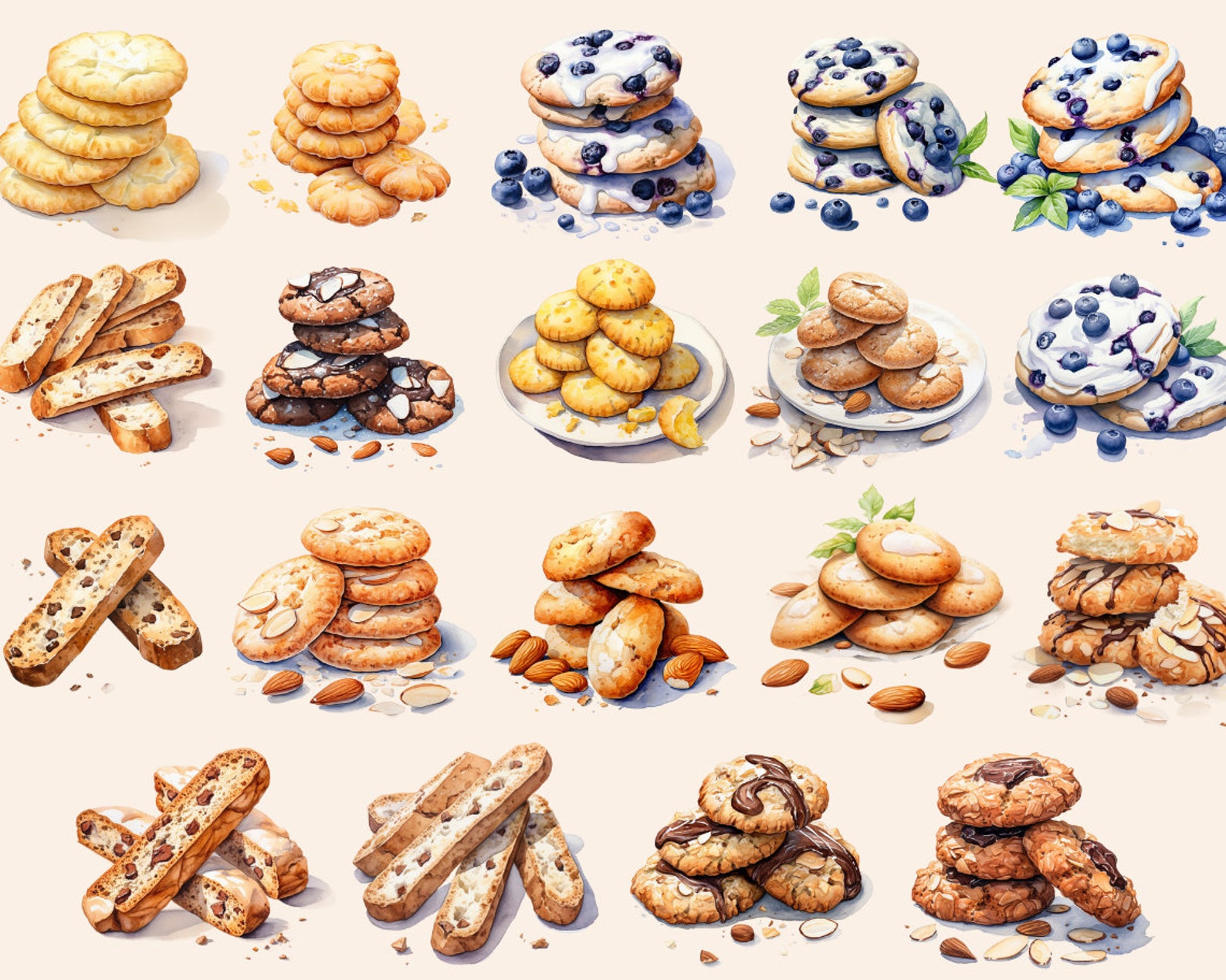 Cookies Watercolor Clipart Bundle, Biscuit Clipart, Festive Cookie ...